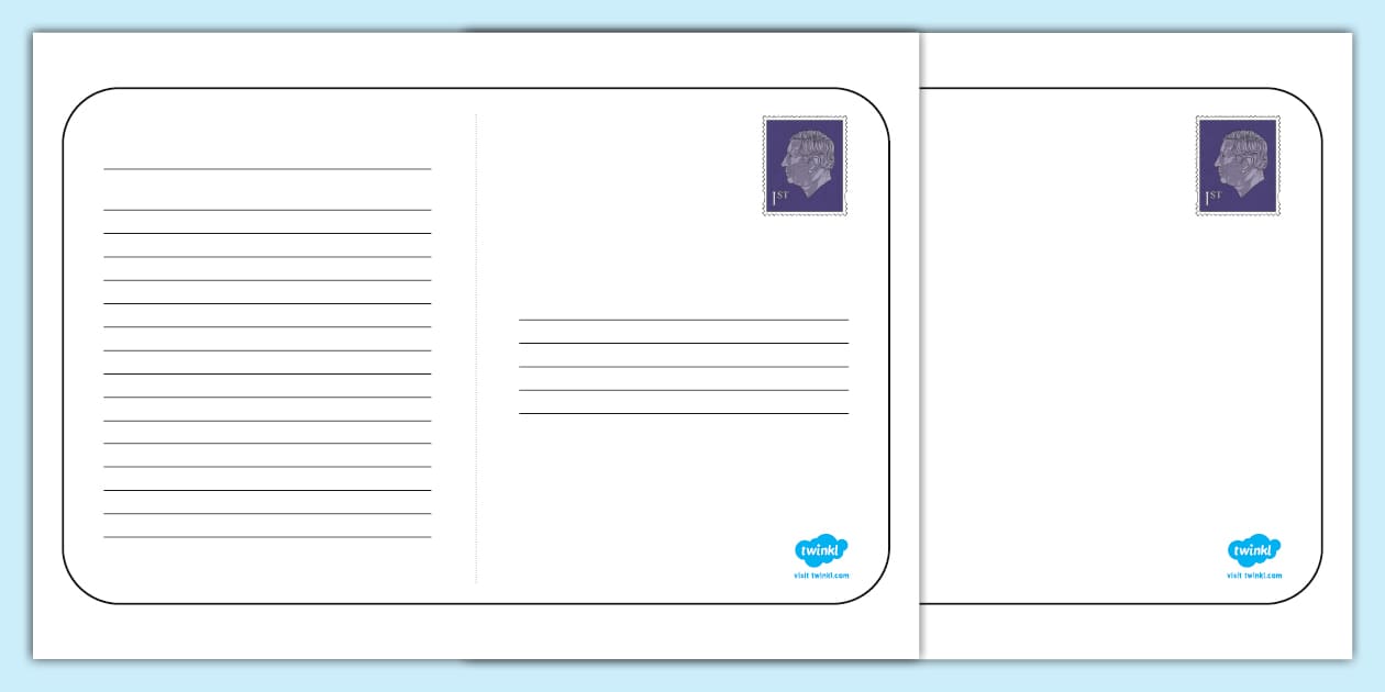 Editable Narrow Lined Postcard Writing Template - Twinkl