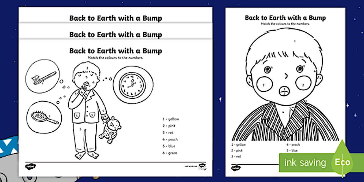 Back to Earth with a Bump Colour by Number - Twinkl