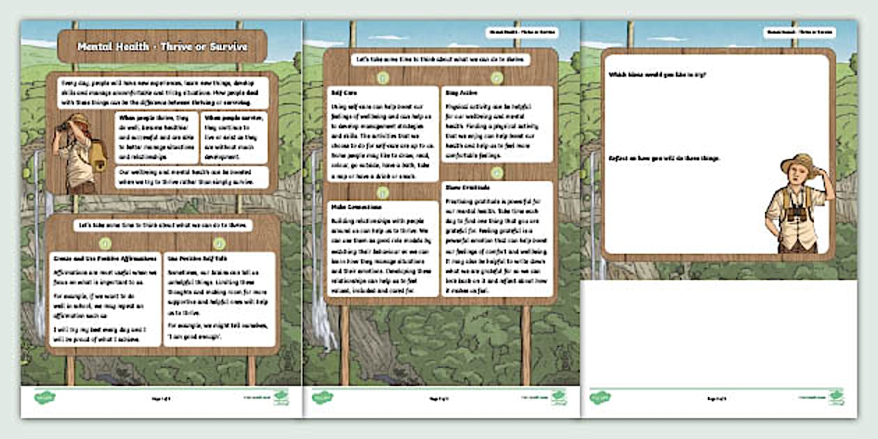 Mental Health Thrive or Survive KS2 Activity Sheets - Twinkl