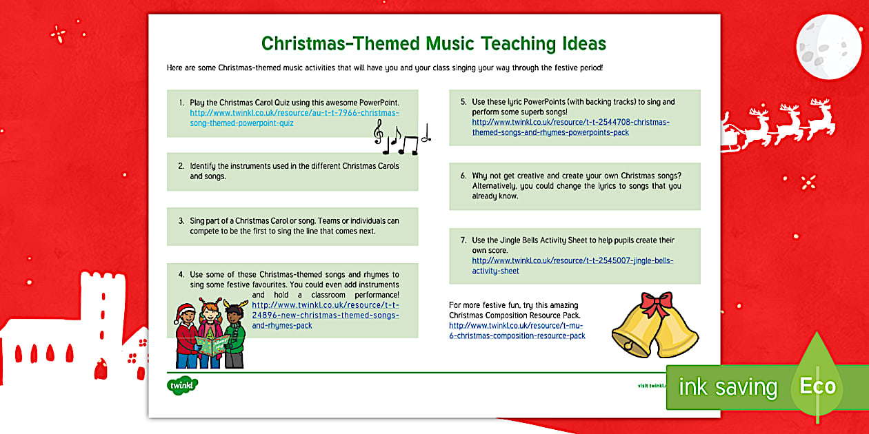 Christmas Music Activities Sheet - Teaching Resources