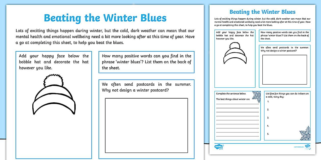 Beating the Winter Blues Christmas Wellbeing Worksheet