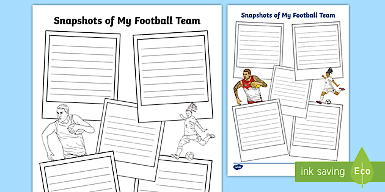 Snapshots of My Football Team Worksheet - Twinkl