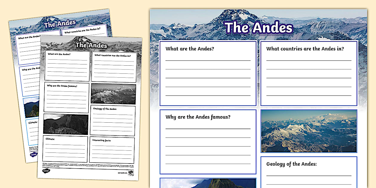 The Andes Fact File Template (Teacher-Made) - Twinkl