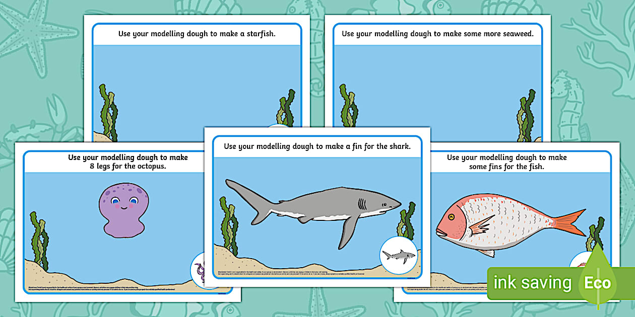 Editable Under the Sea Modelling Dough Mats (teacher made)