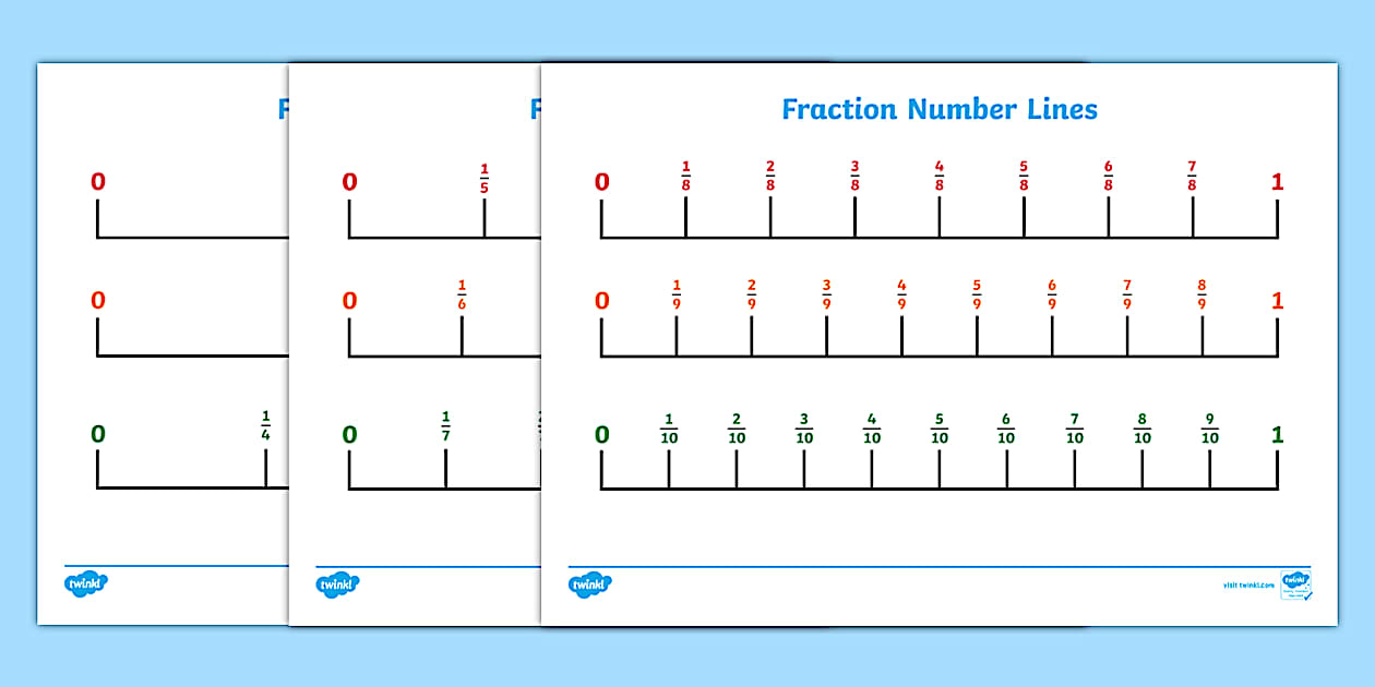 Fraction Number Lines - Primary Resource- KS1/2 - Twinkl