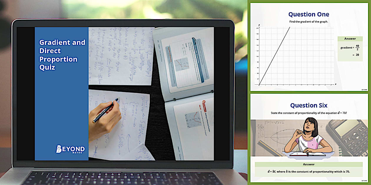 Gradient and Direct Proportion Quiz (teacher made) - Twinkl