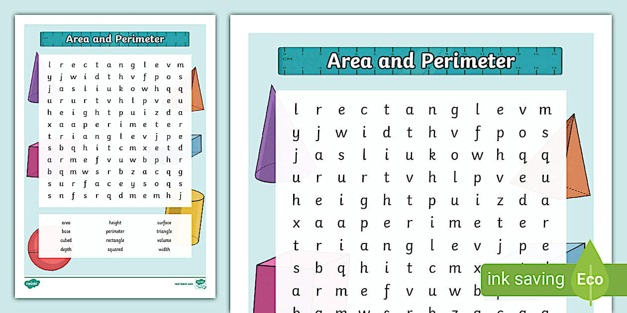 👉 Area and Perimeter Word Search (teacher made) - Twinkl