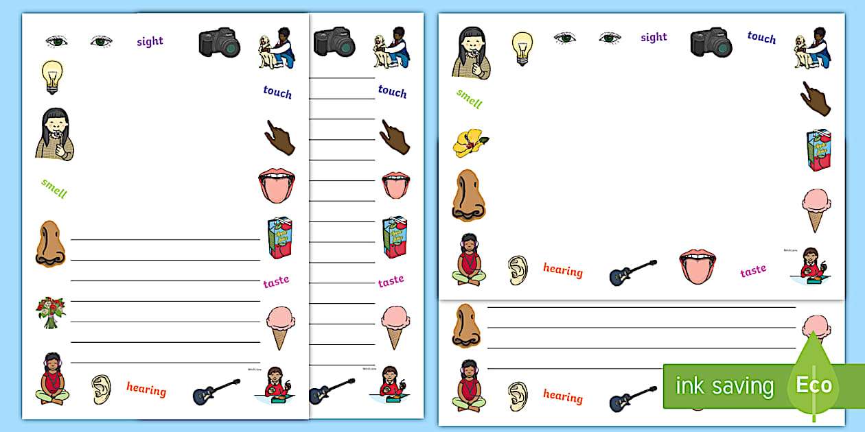 Editable Senses Full Page Borders (Landscape) (teacher made)