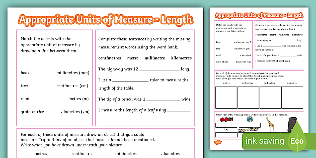 Appropriate Units of Measure - Length (teacher made)