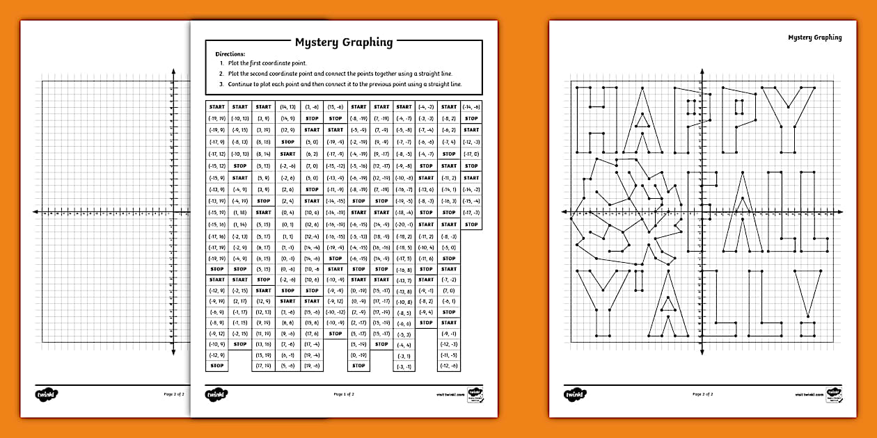 Happy Fall Y’all! Mystery Graphing Worksheet for 6th-8th Grade