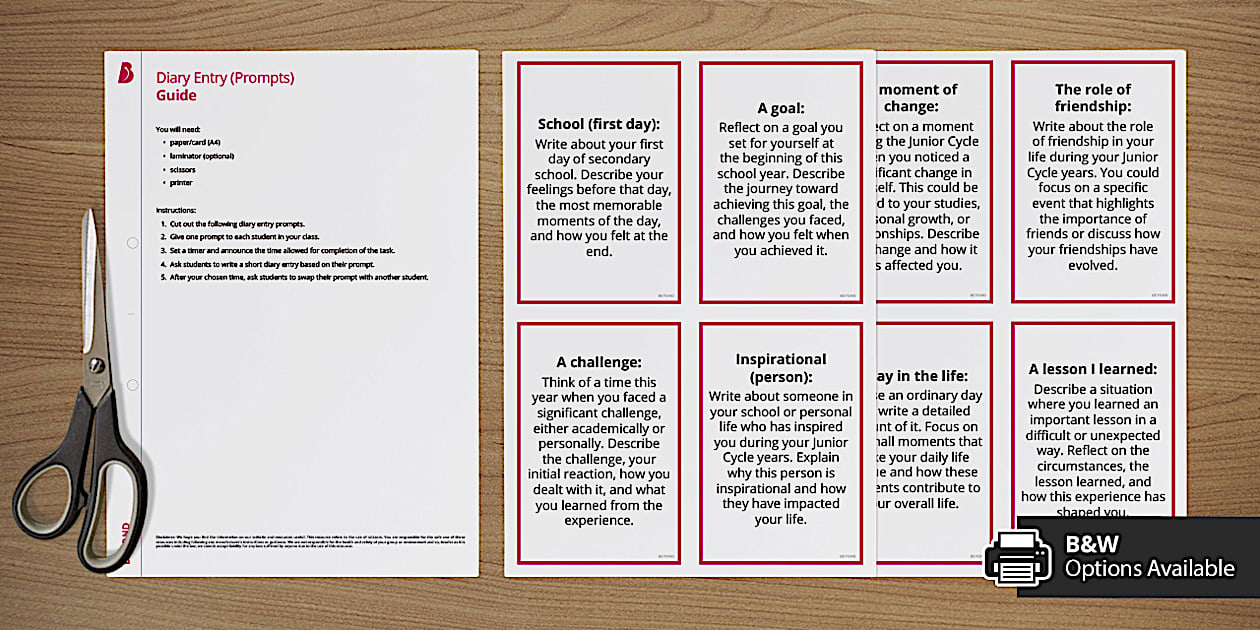 Diary Entries Prompts (teacher made) - Twinkl