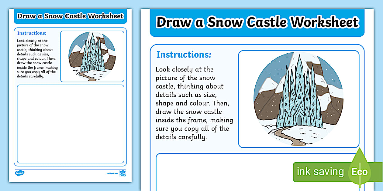 Draw a Snow Castle Copying Activity (teacher made) - Twinkl