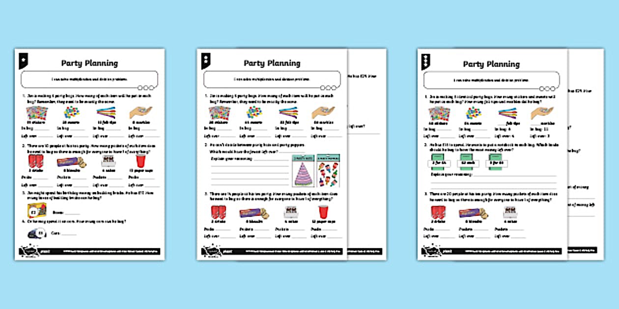 Editable Using Remainders Differentiated Worksheets - Twinkl