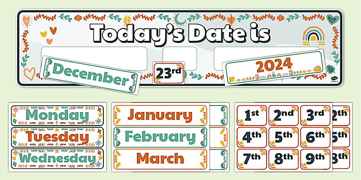 Boho Dreamscape-Themed Todays Date Display Pack - Twinkl