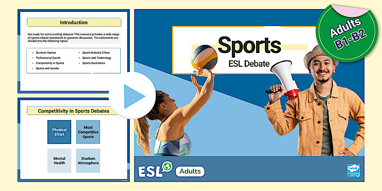 ESL Sports Debate PowerPoint [Adults, B1-B2] (teacher made)