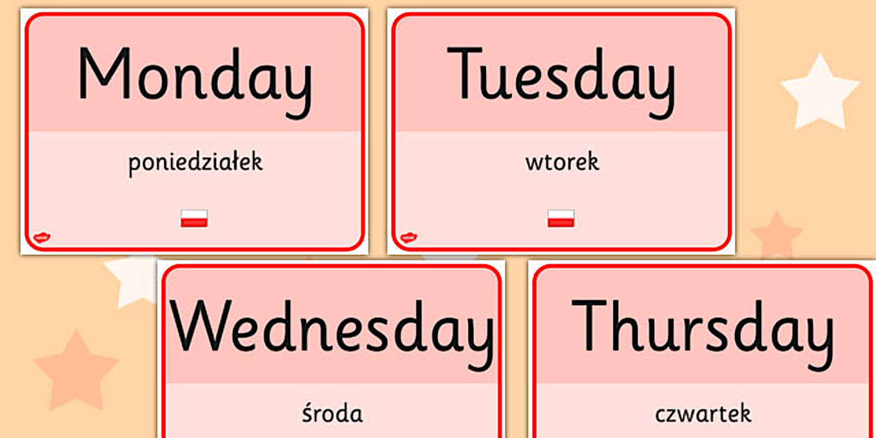 Days of the Week Signs EAL Polish Translation (teacher made)