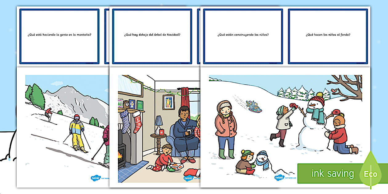 Pack de recursos: Tarjetas de preguntas - Invierno - Twinkl