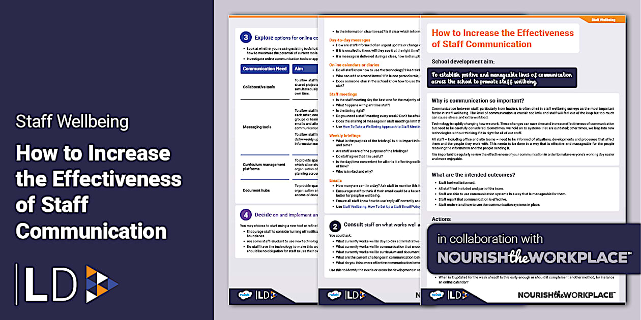 FREE! - Staff Wellbeing: Effective Staff Communication - SLT