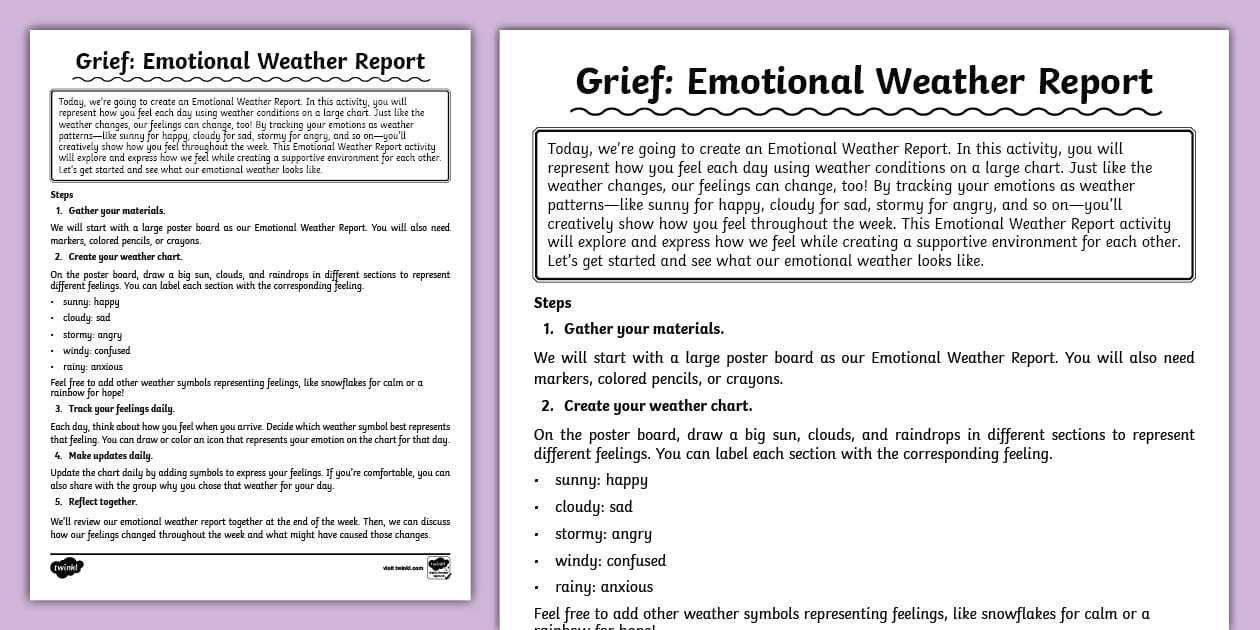 Grief: Emotional Weather Report (teacher made) - Twinkl