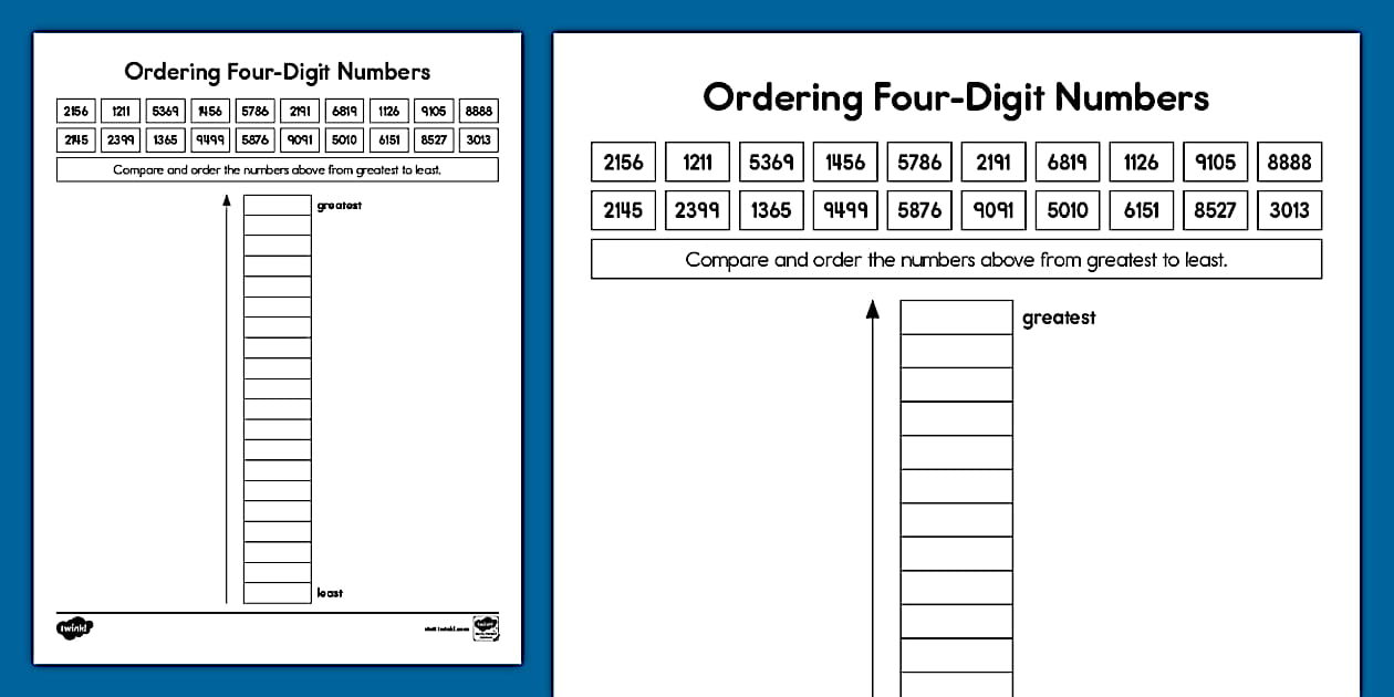 Second Grade Ordering Four-Digit Numbers (teacher made)