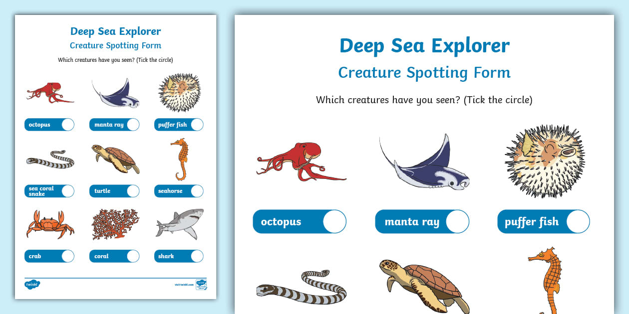 Deep Sea Explorer Role Play Creature Spotting Form-sea, ocean, deep sea