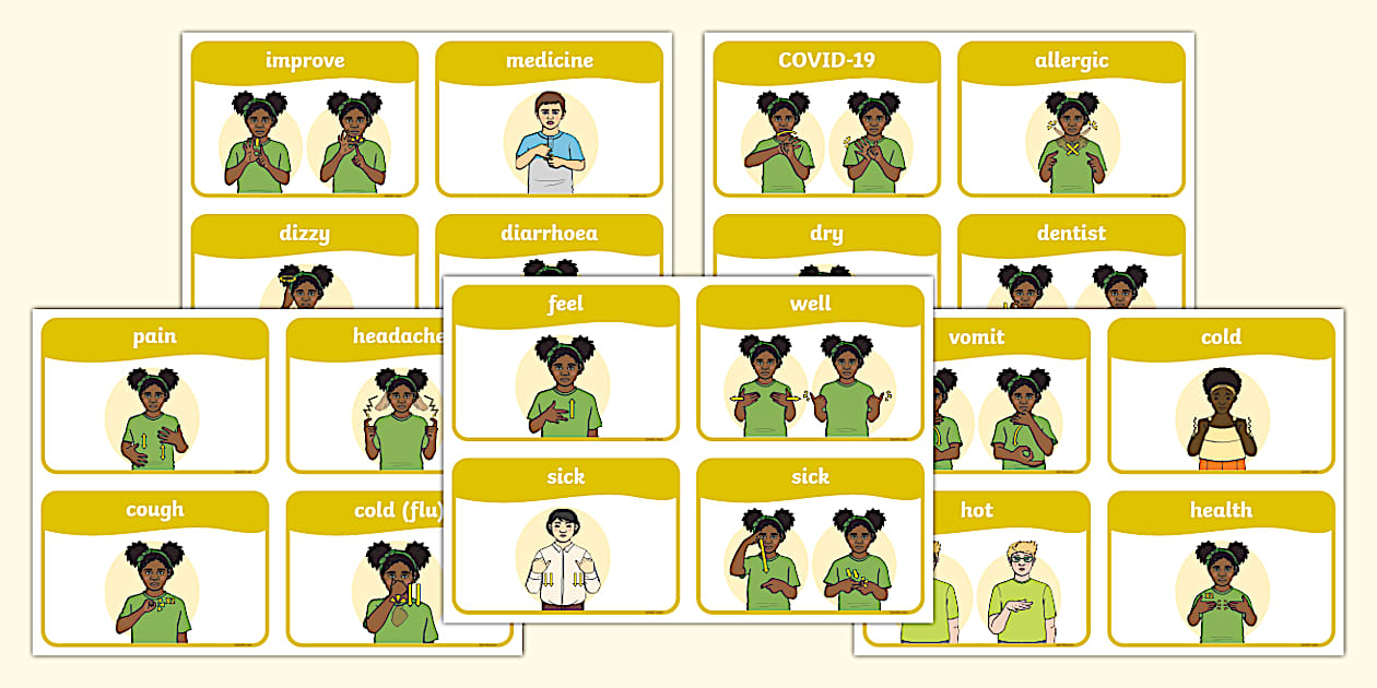 Auslan Health and Wellness Word Cards (teacher made)