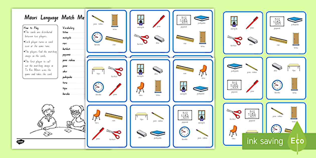 Match Me Classroom Vocabulary Cards Te Reo Māori