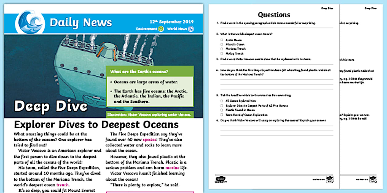 LKS2 Explorer Dives to Ocean Depths Daily News Story