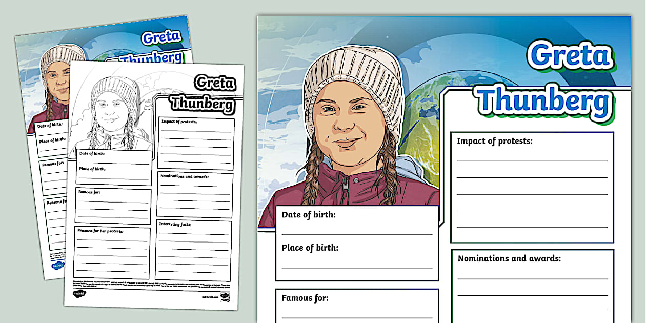 Greta Thunberg Fact File Template,Greta Thunberg biography