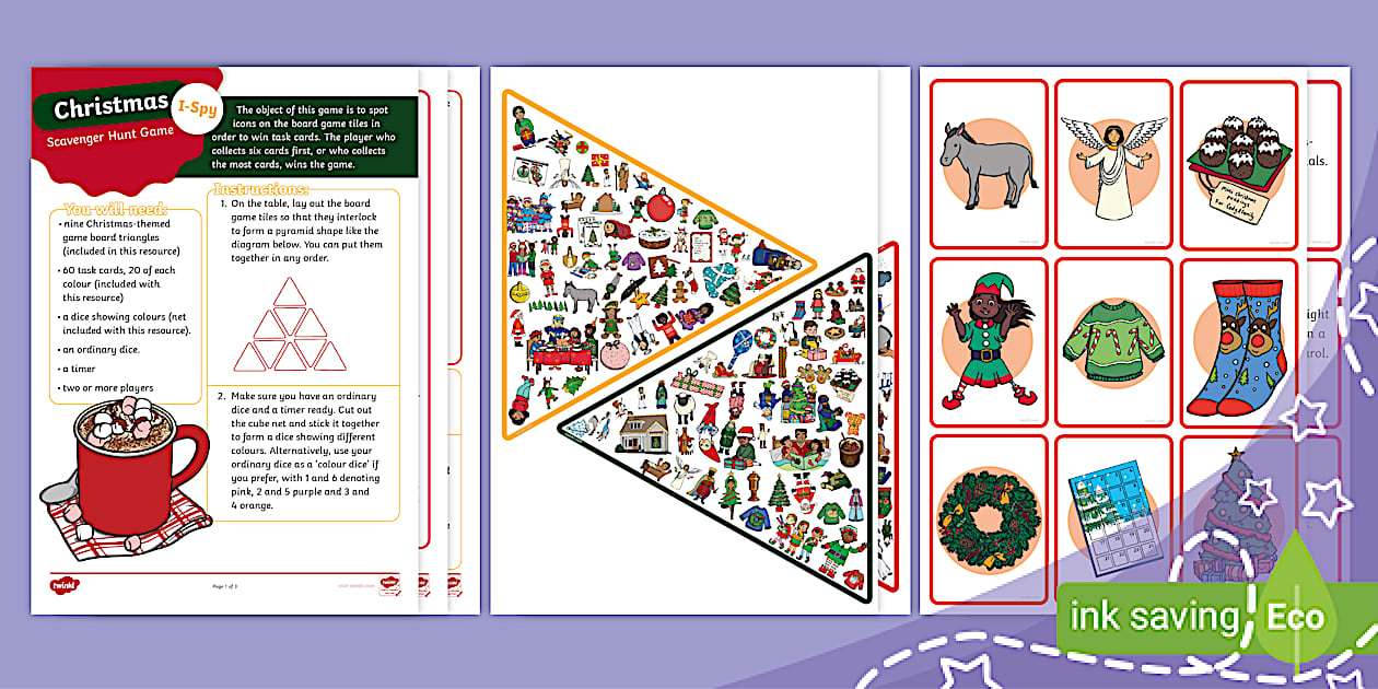 Christmas I-Spy Scavenger Hunt Game - Twinkl