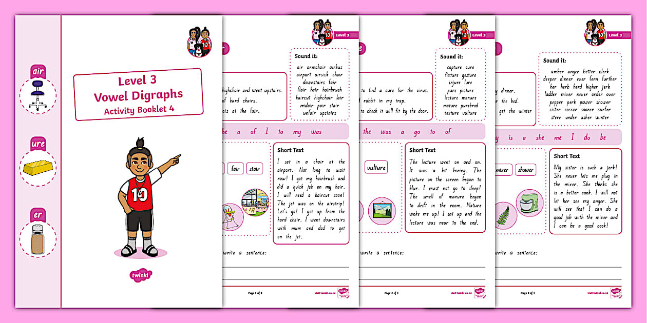 Level 3 Phonics Vowel Digraph Booklet 4