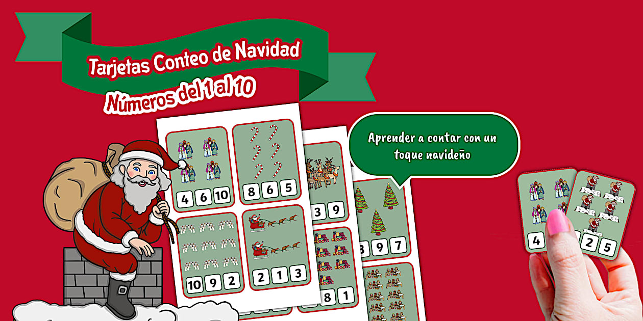 Tarjetas Conteo: Números 0 al 10 - Navidad