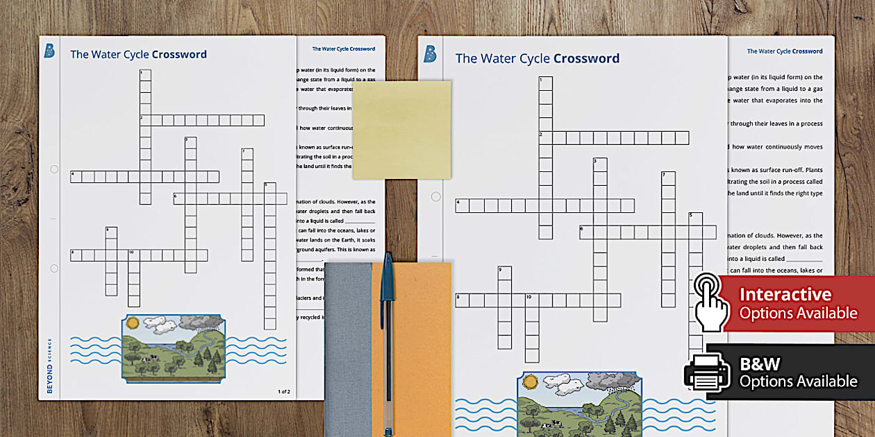 The Water Cycle Crossword (Teacher-Made) - Twinkl