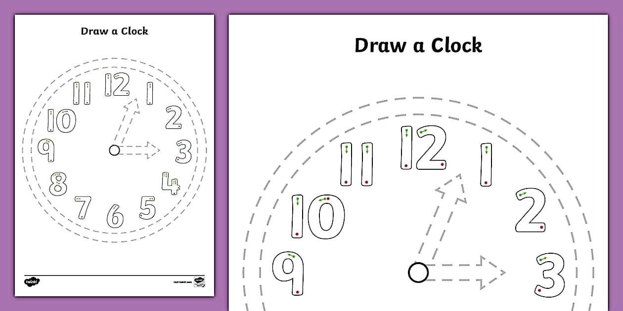 Draw a Clock Pencil Control Activity - Twinkl