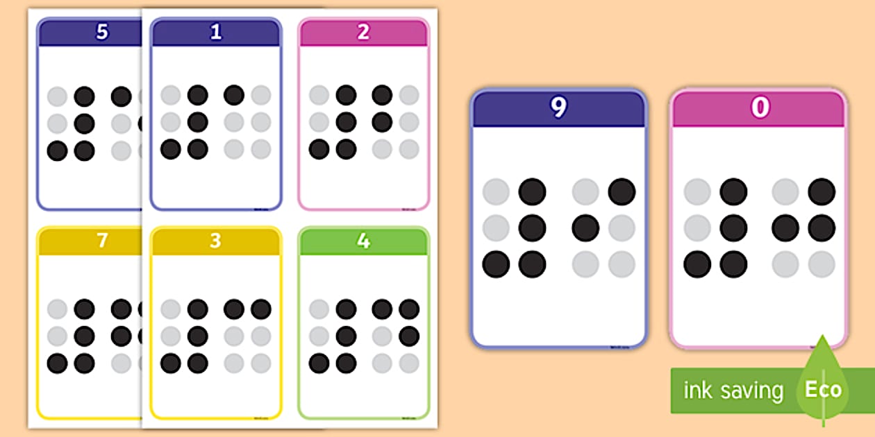 Braille Number Flashcards - Twinkl