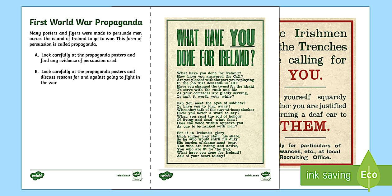 First World War Propaganda Writing Stimulus Picture - Twinkl