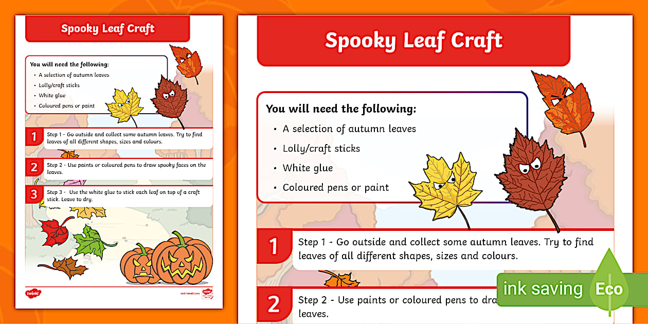 Spooky Leaf Stick Puppet Craft (teacher made) - Twinkl