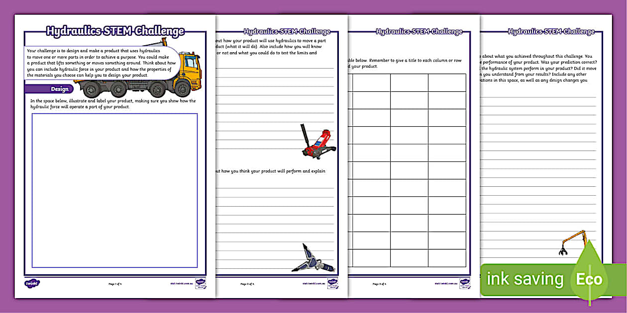 Hydraulics STEM Challenge Worksheet - STEM Engineering