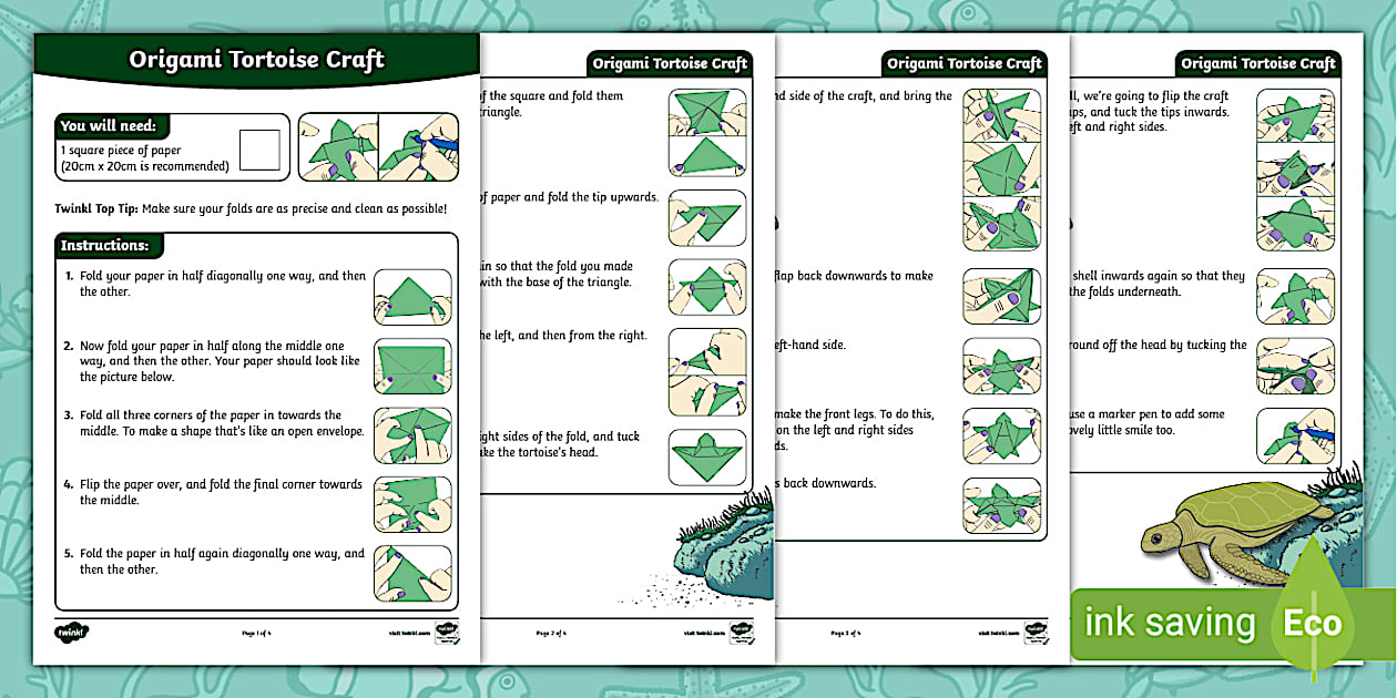 Free Origami Tortoise Craft with Instructions for Kids!