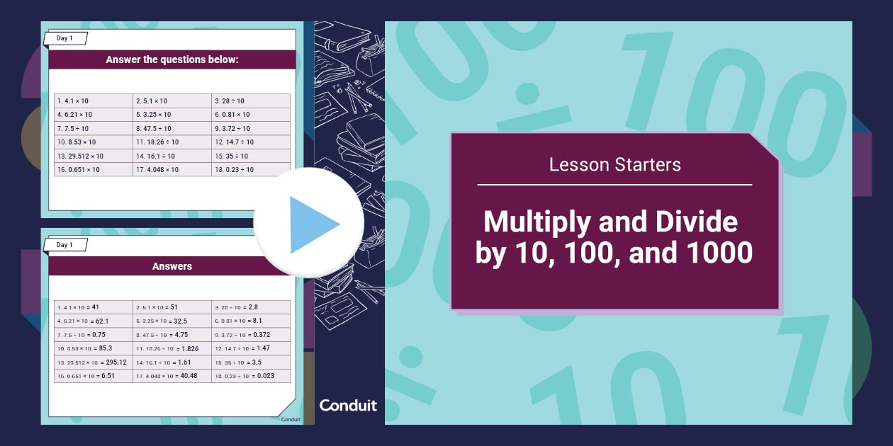 Multiply and Divide by 10, 100 and 1000 - Lesson Starters