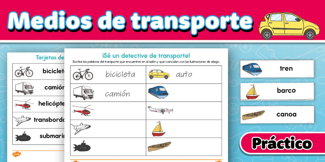Lectura y escritura en el aula sobre medios de transporte