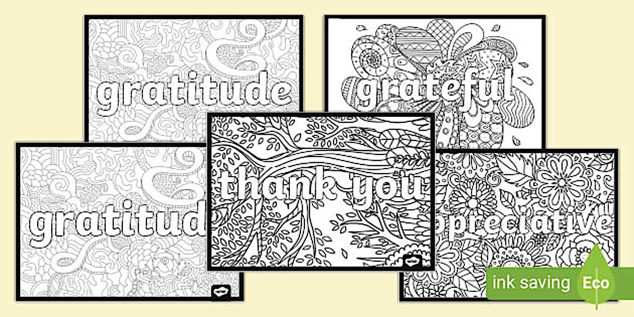 Gratitude Mindfulness Colouring - Twinkl