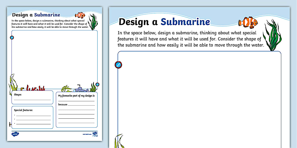 Design a Submarine Worksheet (teacher made) - Twinkl