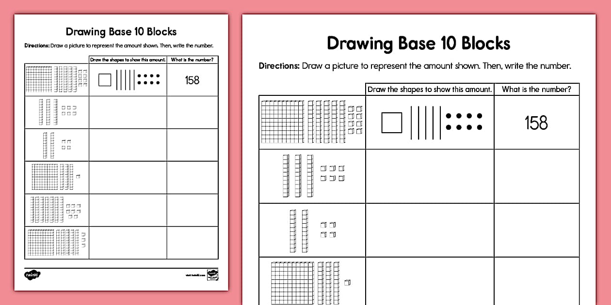 Second Grade Drawing Base 10 Blocks Practice (teacher made)
