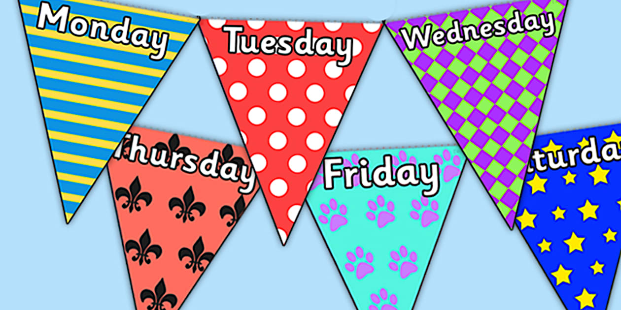 Black and White Pretty Pattern Themed Days of the Week Bunting