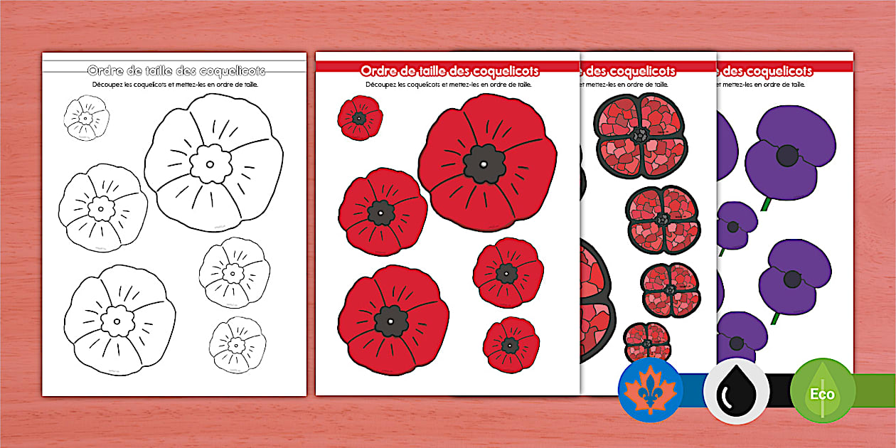 Poppy Size Ordering Activity French