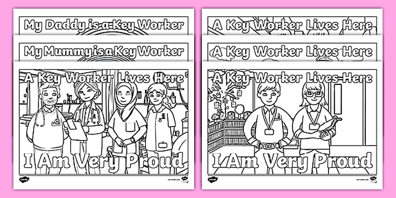 A Key Worker Lives Here Colouring Posters (teacher made)