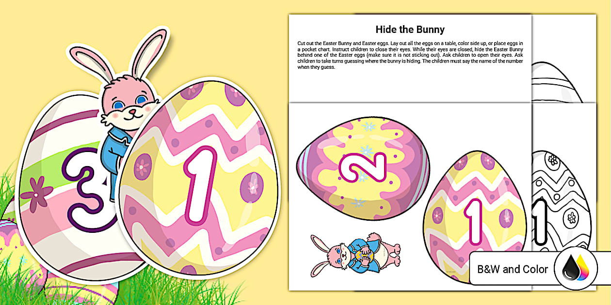 Hide the Easter Bunny Number Recognition 1-10 Activity