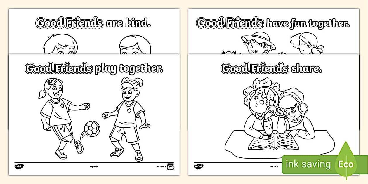 Good Friends Colouring Activity (teacher made) - Twinkl