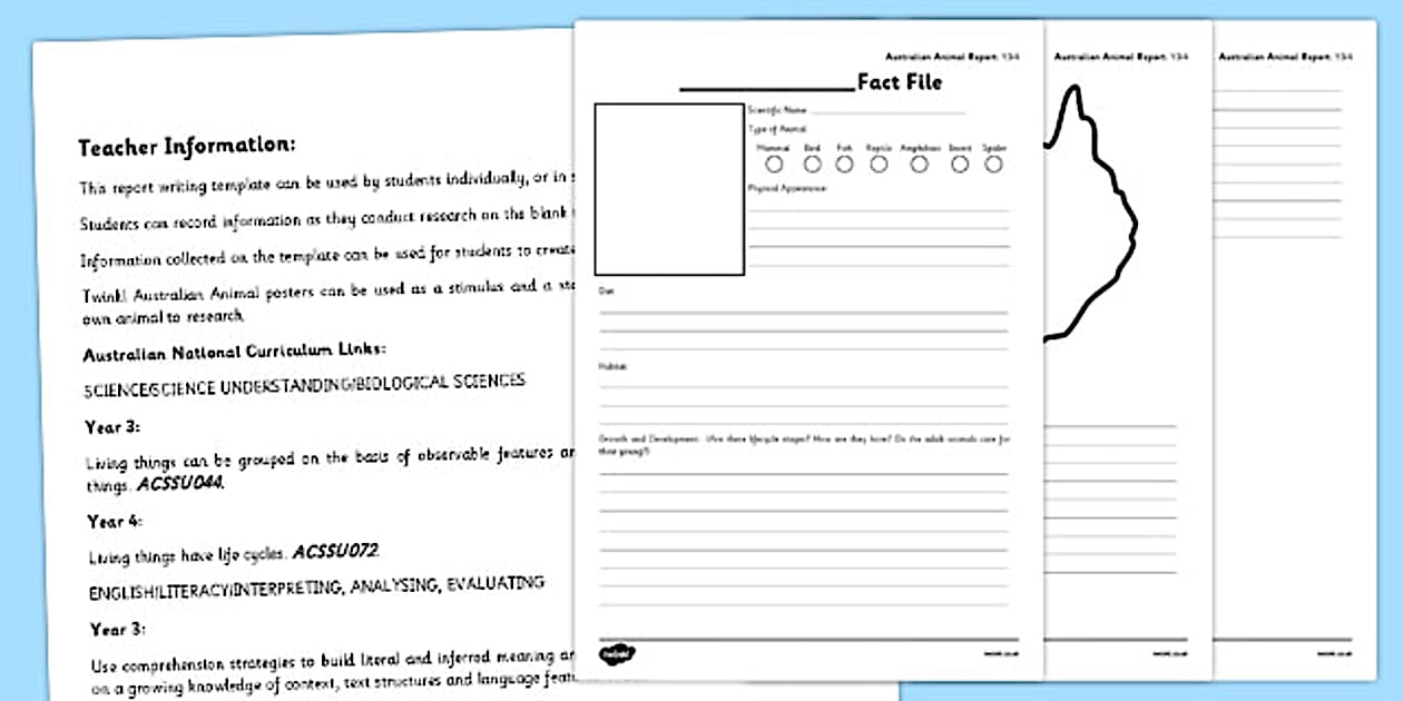 Animal Template Report - Parents - Twinkl - Australia